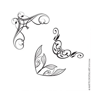 Digital Border Corners Flourishes Clip Art - Vintage Swirls Ornaments ...