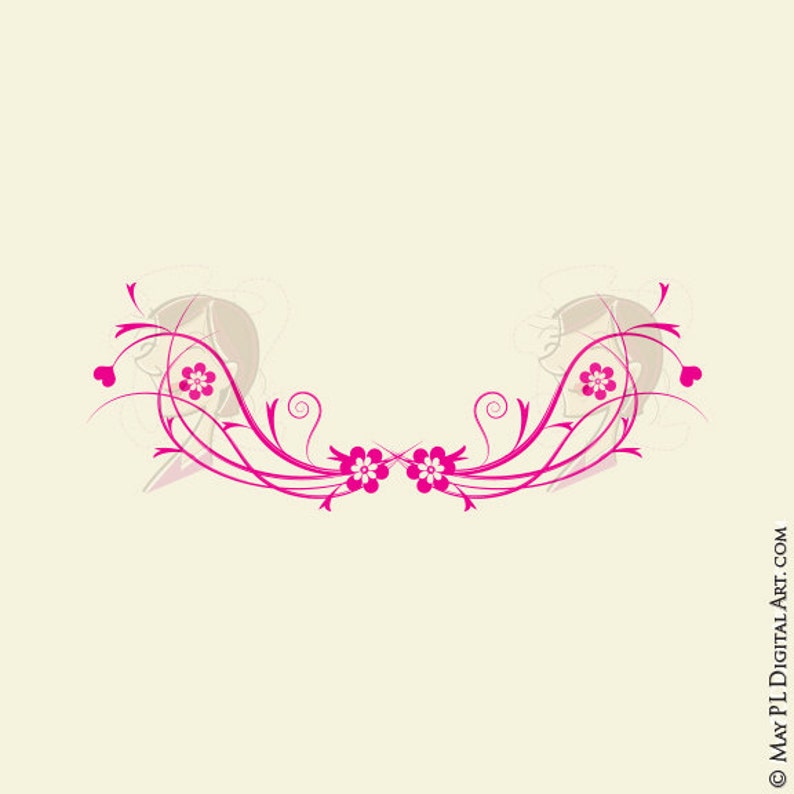 Flourish Swirls Clipart Hot Pink Floral VECTOR Decorative - Etsy