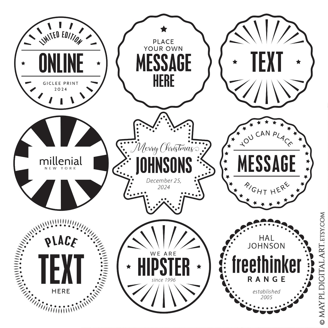Commercial Use Label Tags Logo Circle Border Frame Digital Badge Clip ...