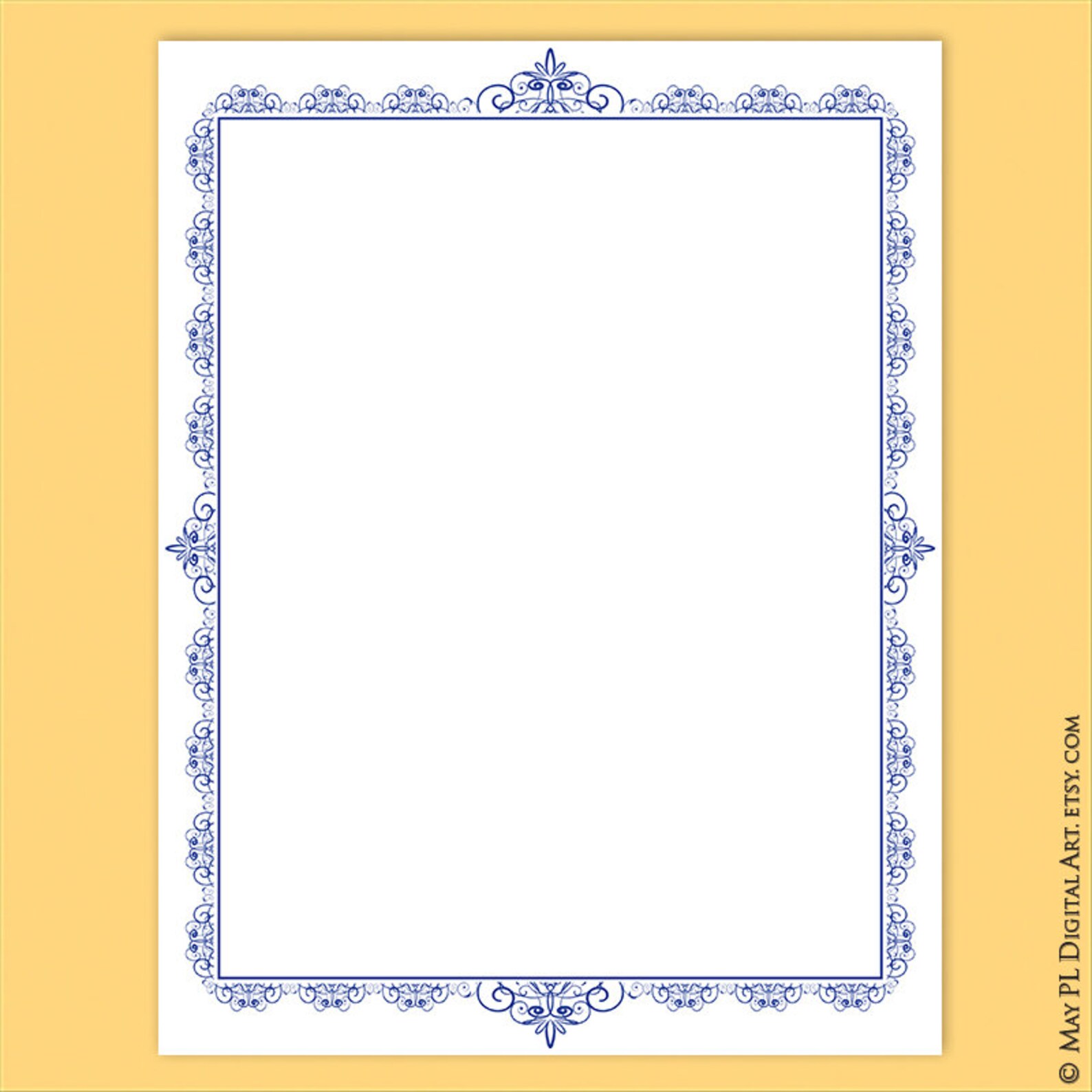 Gift Certificate Blue Wedding Borders Frames Clipart Vintage - Etsy