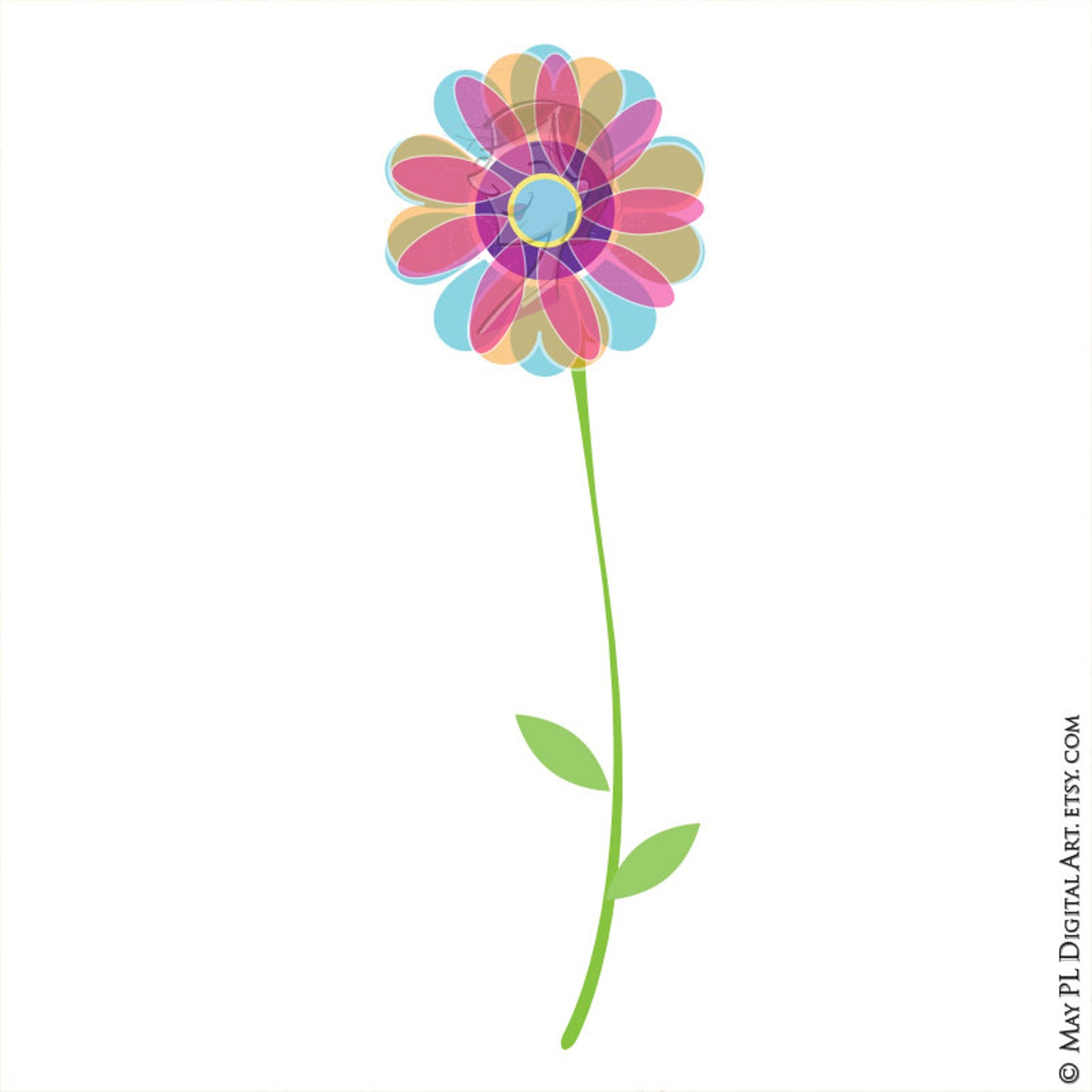 Spring Flowers Clip Art - Digital Florals Graphic to Make Birthday or ...