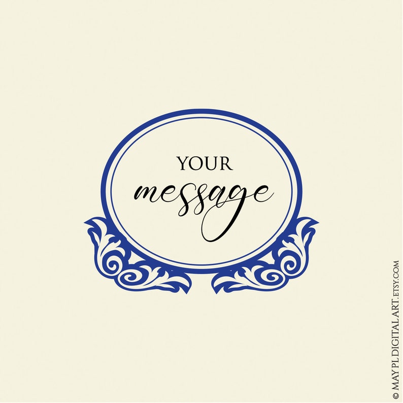 Logo Monogram Circle Oval Digital Frame Royal Blue Retro - Etsy