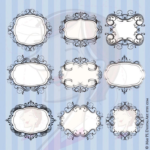 16 White Swirl Digital Frames Floral Frame Clipart Set of - Etsy