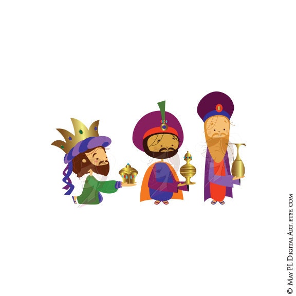 Christmas Nativity Clipart Scene Includes Three Wise Men | Etsy