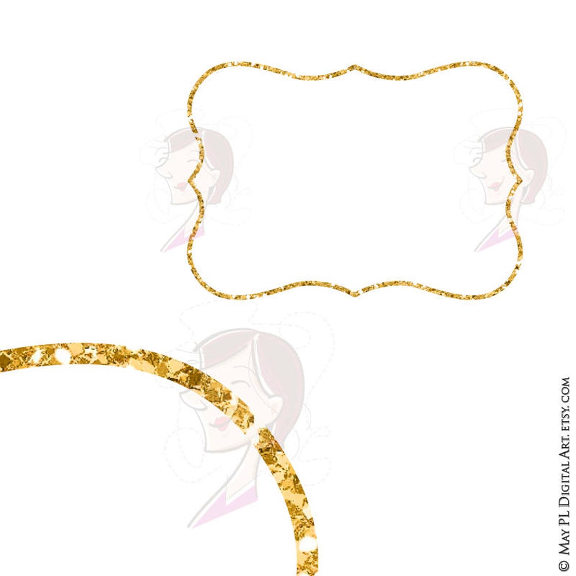 Glitter Frame Gold Clipart Set LARGE 10 Inch Jpeg Png Files - Etsy
