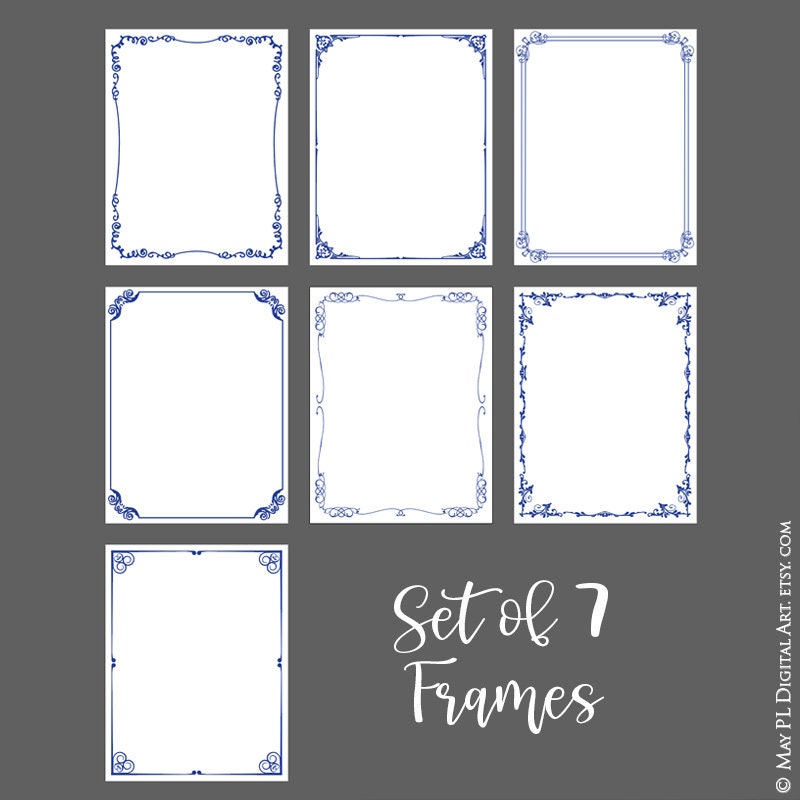 Blue Borders Document Page Clip Art 8x11 Digital Frame - Etsy UK