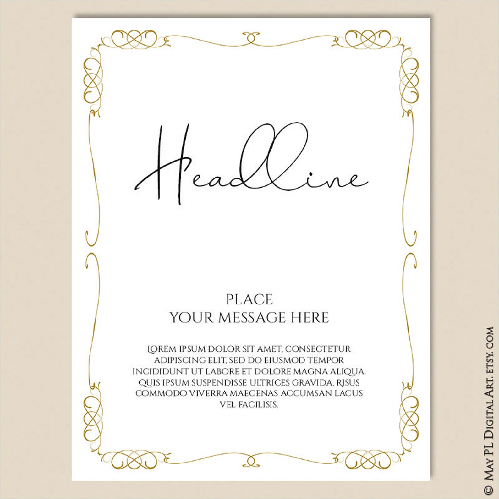 Gold Fancy Document Borders 8x11 Page Digital Frame Vintage - Etsy