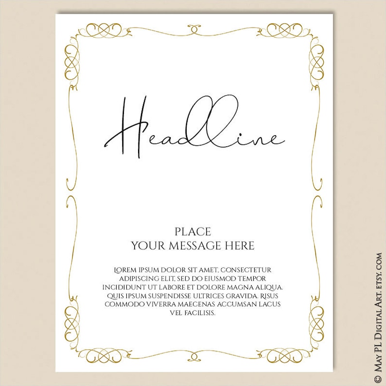 Gold Fancy Document Borders 8x11 Page Digital Frame Vintage - Etsy