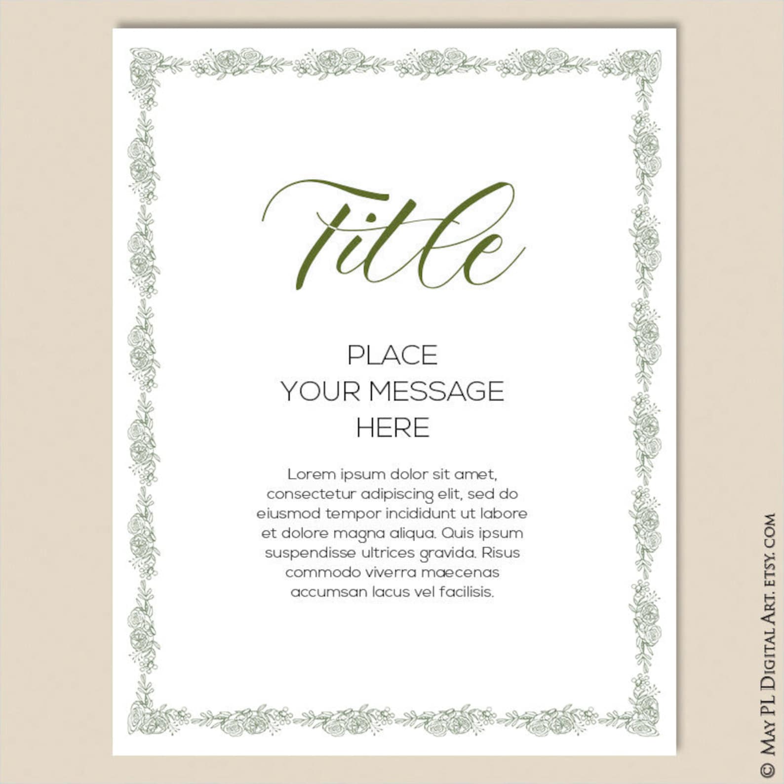 Sage Green Borders Digital Clipart Wildflowers Leaves - Etsy