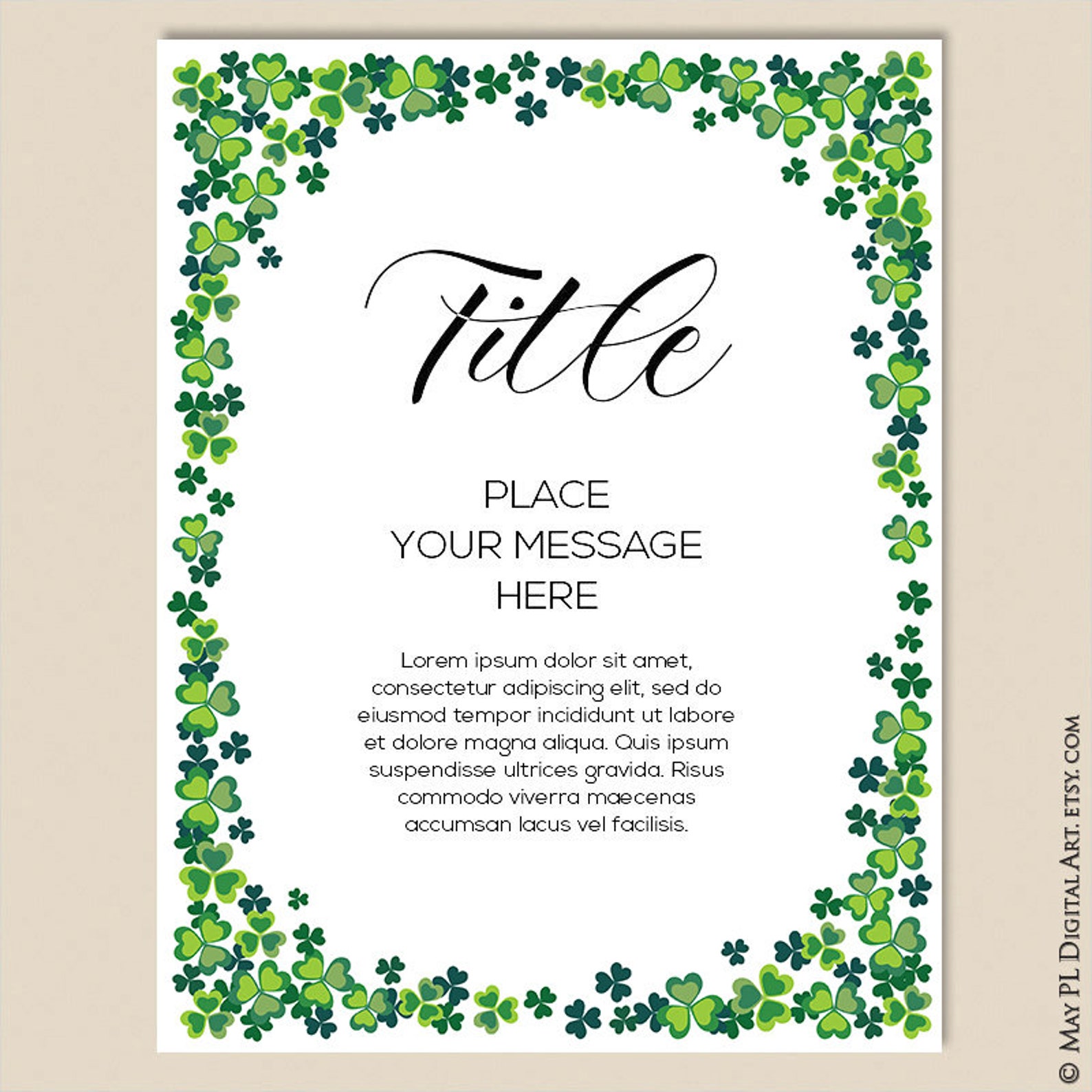 St Patricks Day Border Frames - Shamrock Clover Green Digital Clipart ...