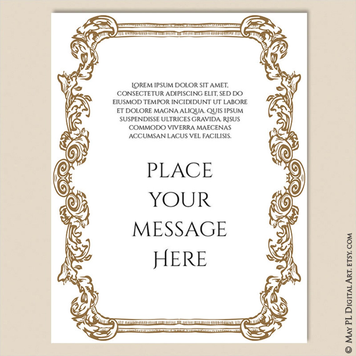 Bronze Page Borders, Hand Drawn Retro Clipart - Shabby Chic Vintage ...