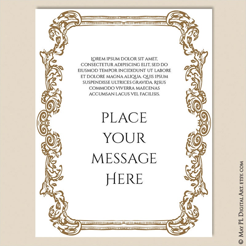Bronze Page Borders, Hand Drawn Retro Clipart - Shabby Chic Vintage ...