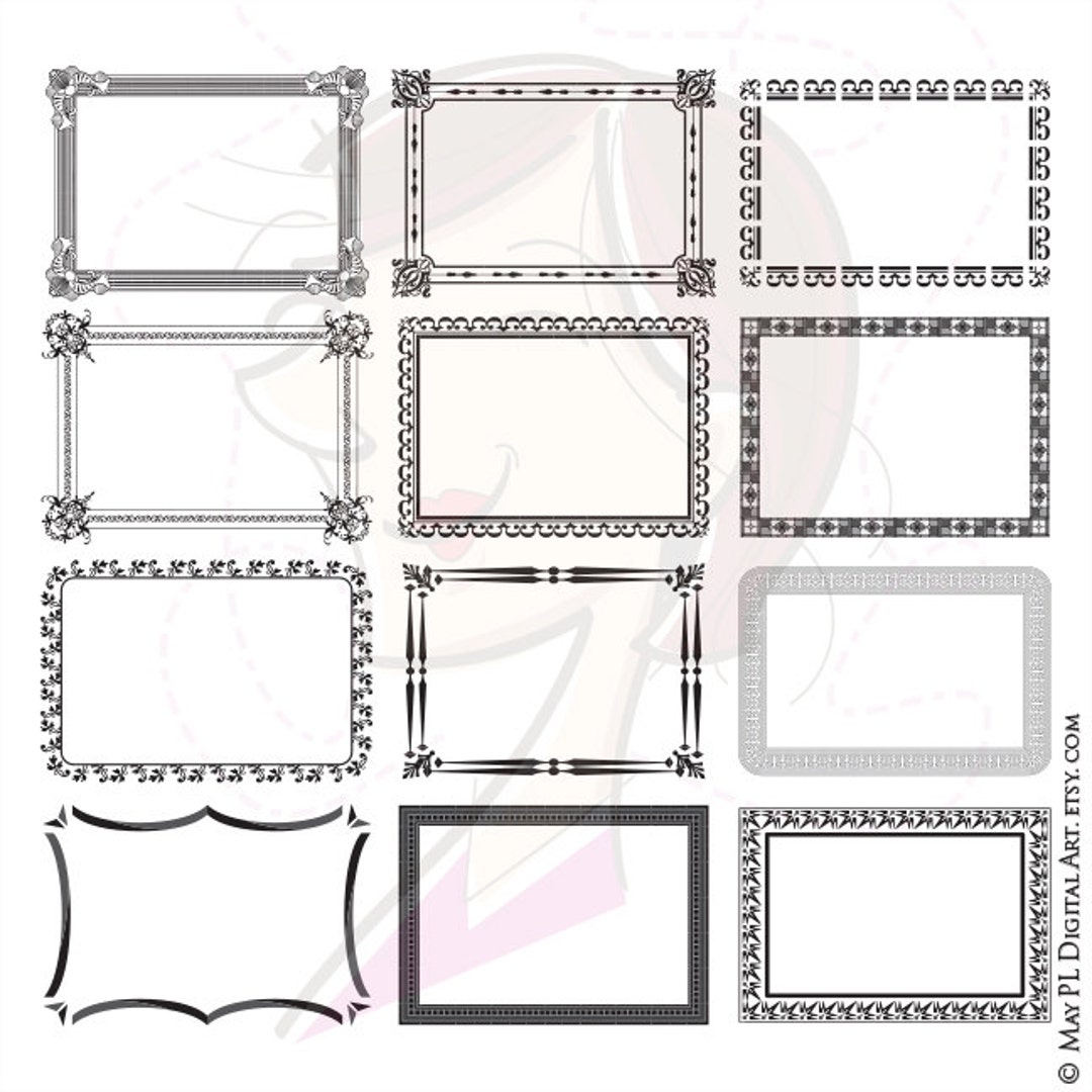 COMMERCIAL USE Frames Digital Retro Clipart Ornate VECTOR Frames Eps ...