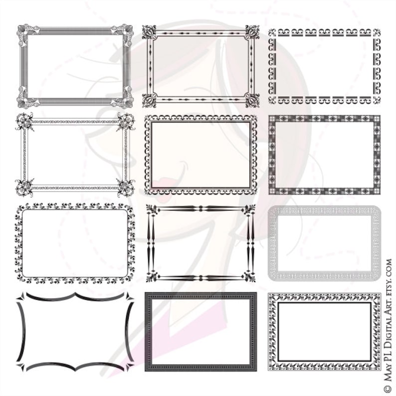 COMMERCIAL USE Frames Digital Retro Clipart Ornate VECTOR | Etsy