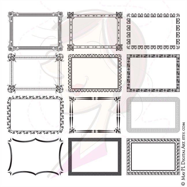 COMMERCIAL USE Frames Digital Retro Clipart Ornate VECTOR - Etsy