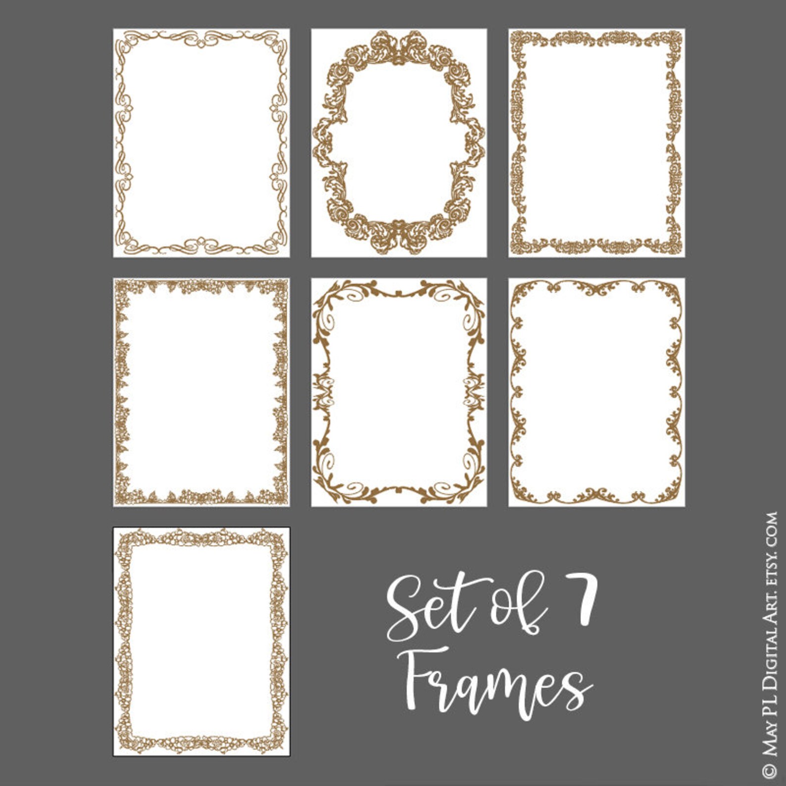 Bronze Decorative Page Borders Digital Frames Flourish Clipart - Old ...