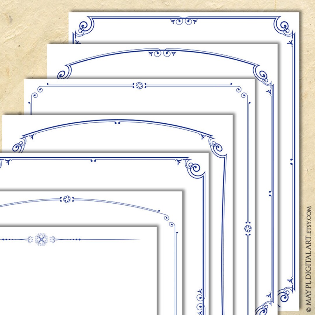 Simple 8x11 Blue Borders Line Art, Certificate Award Document Digital ...