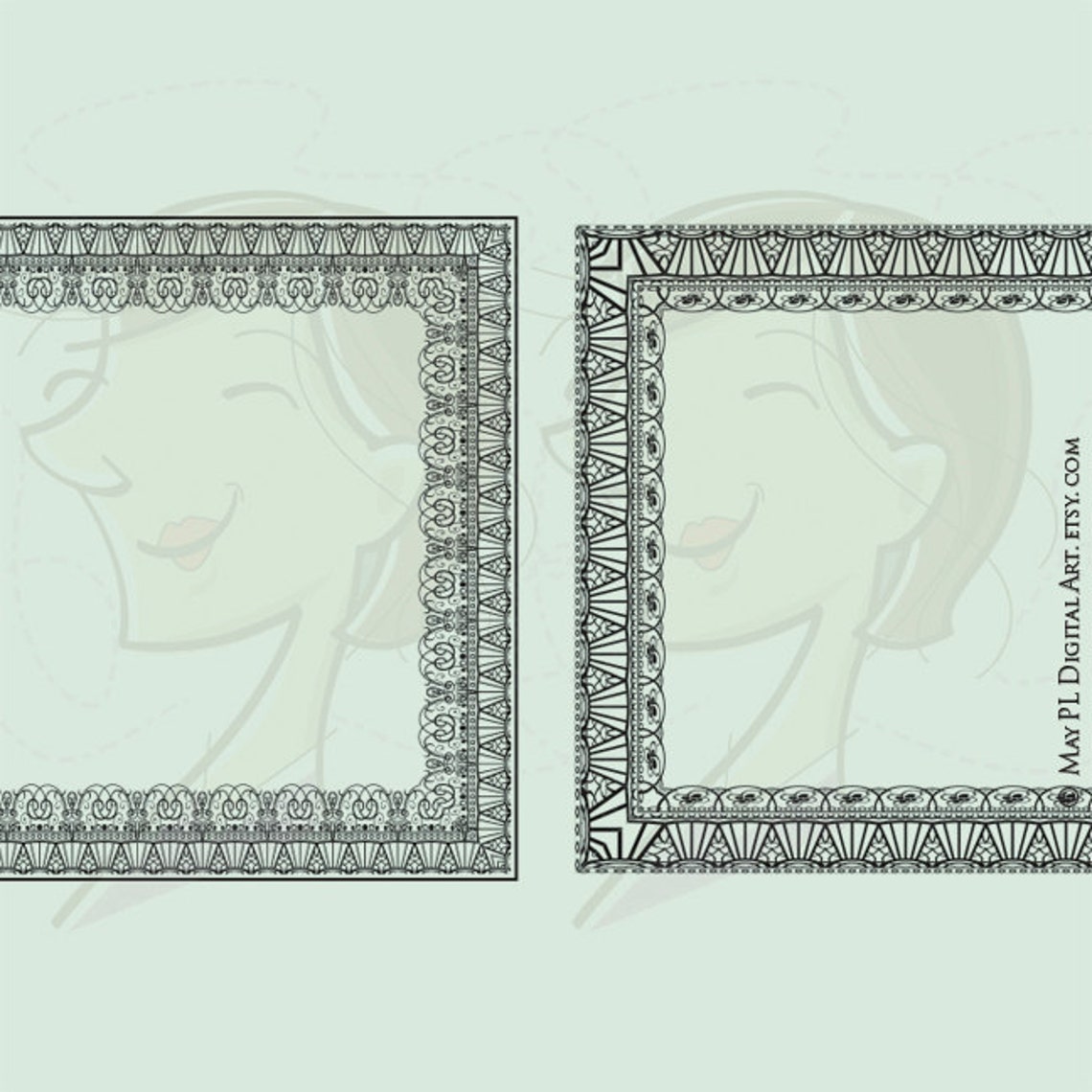 Lace Frame Clipart Rectangle Lace Border VECTOR COMMERCIAL USE | Etsy