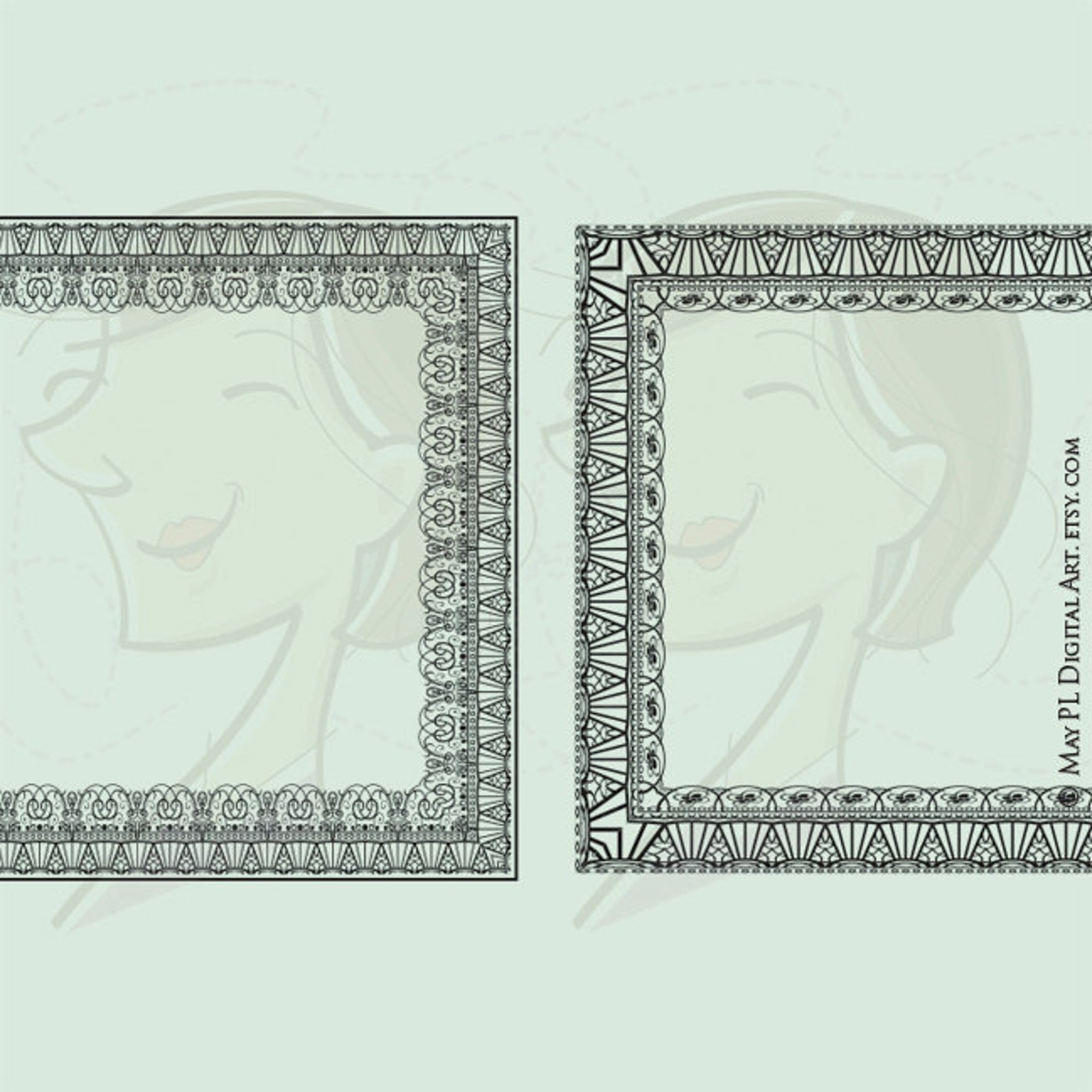 Lace Frame Clipart Rectangle Lace Border VECTOR COMMERCIAL USE | Etsy