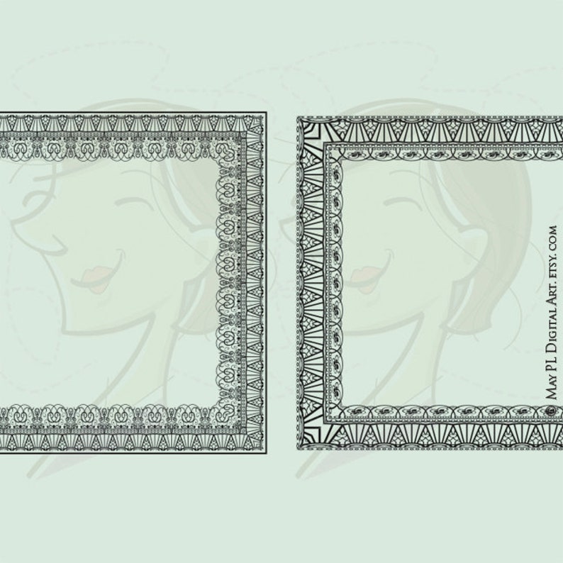 Lace Frame Clipart Rectangle Lace Border VECTOR COMMERCIAL USE | Etsy