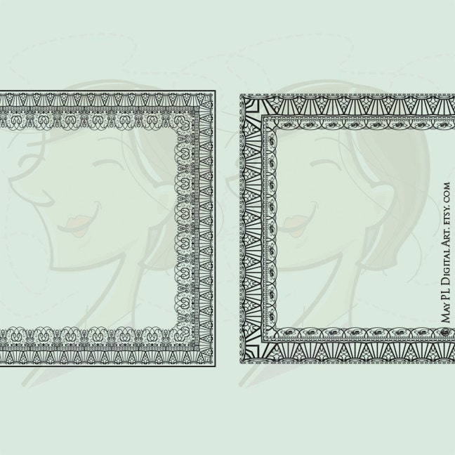 Lace Frame Clipart Rectangle Lace Border VECTOR COMMERCIAL USE | Etsy