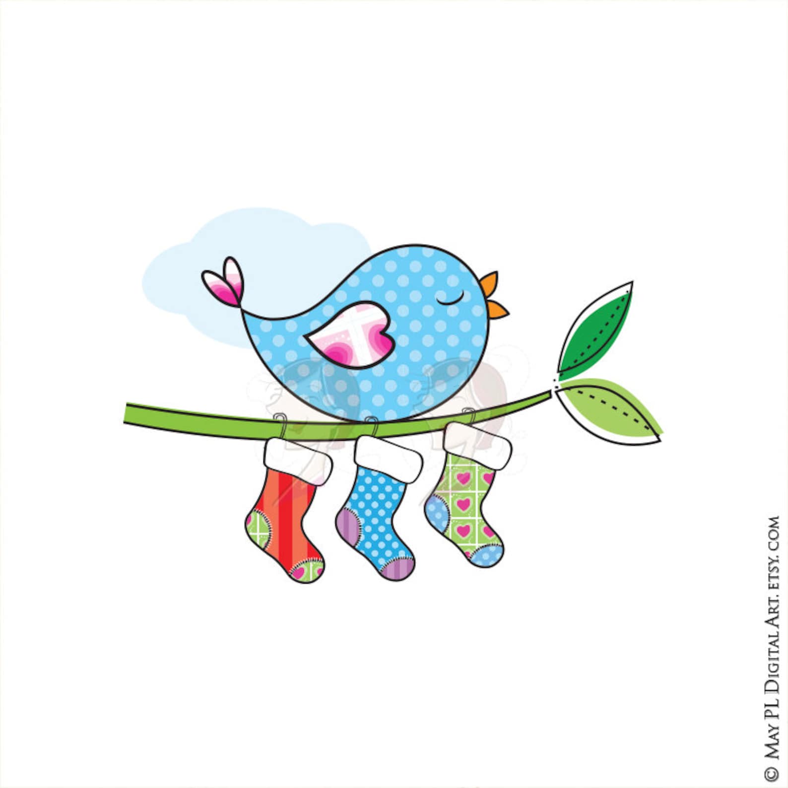 Christmas Birds Clip Art Digital Xmas Vector Commercial Use - Etsy