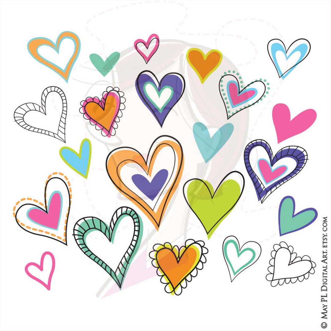 Whimsical Love Hearts Doodles Cute Romance Whimsy Hand-drawn Teacher ...