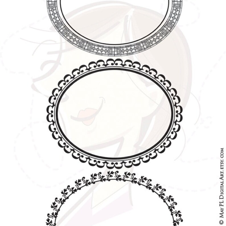 Oval Frame Clip Art Digital VECTOR Ornate Black Retro Frames - Etsy