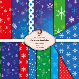 Christmas Papers Winter Snowflakes Xmas Digital Background 8x11 Winter ...