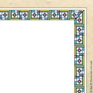 Stained Glass Page Borders, Colorful Geometric Clip Art Set ...