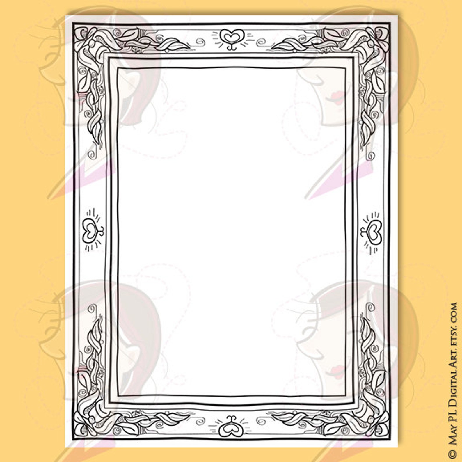 Hand Drawn Borders Png 8x11 Page Border Clipart Perfect for | Etsy UK