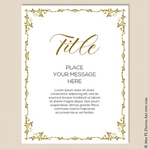 Gold Fancy Document Borders, 8x11 Page Digital Frame Vintage Designs ...