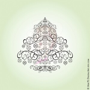 Christmas Trees Vector Clip Art - Retro Xmas Designs Great for DIY ...
