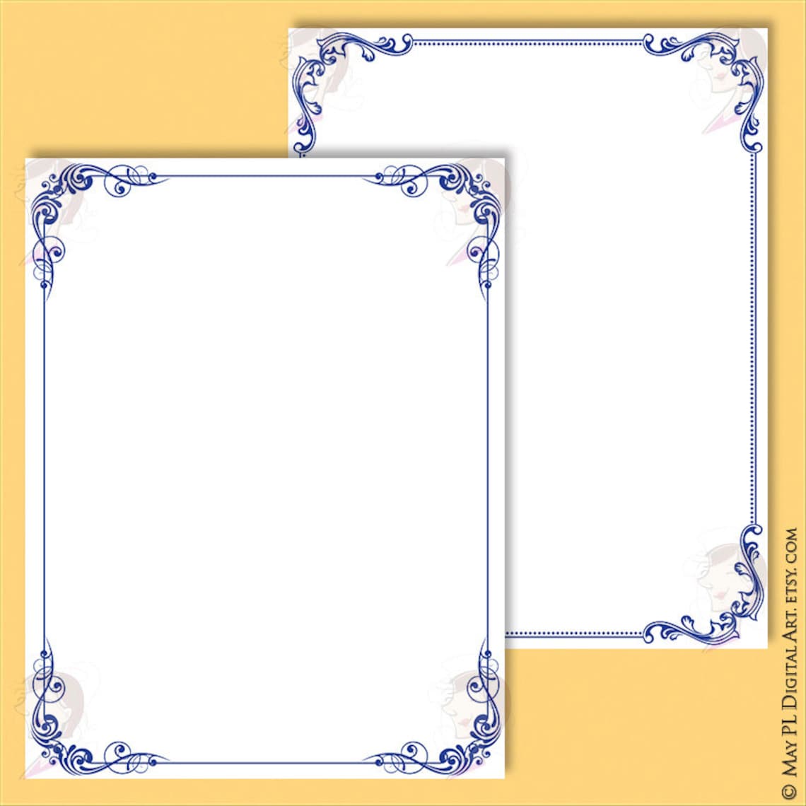 Navy Blue Borders and Frames 8x11 Decorative Border Corner - Etsy
