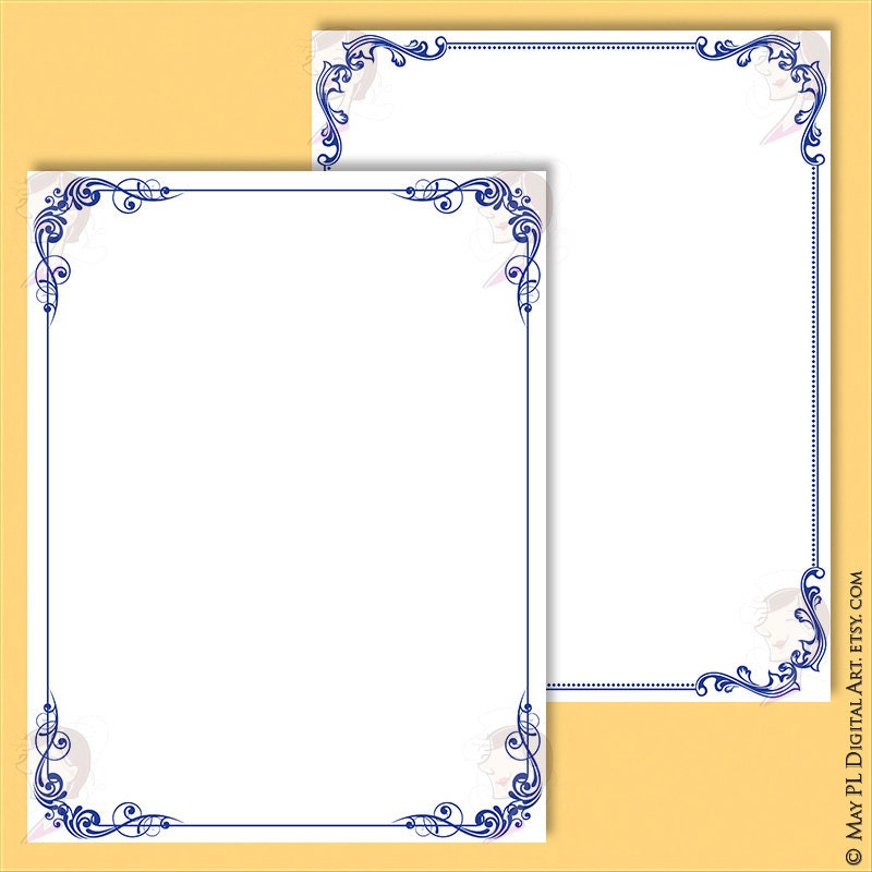 Navy Blue Borders and Frames 8x11 Decorative Border Corner - Etsy Canada
