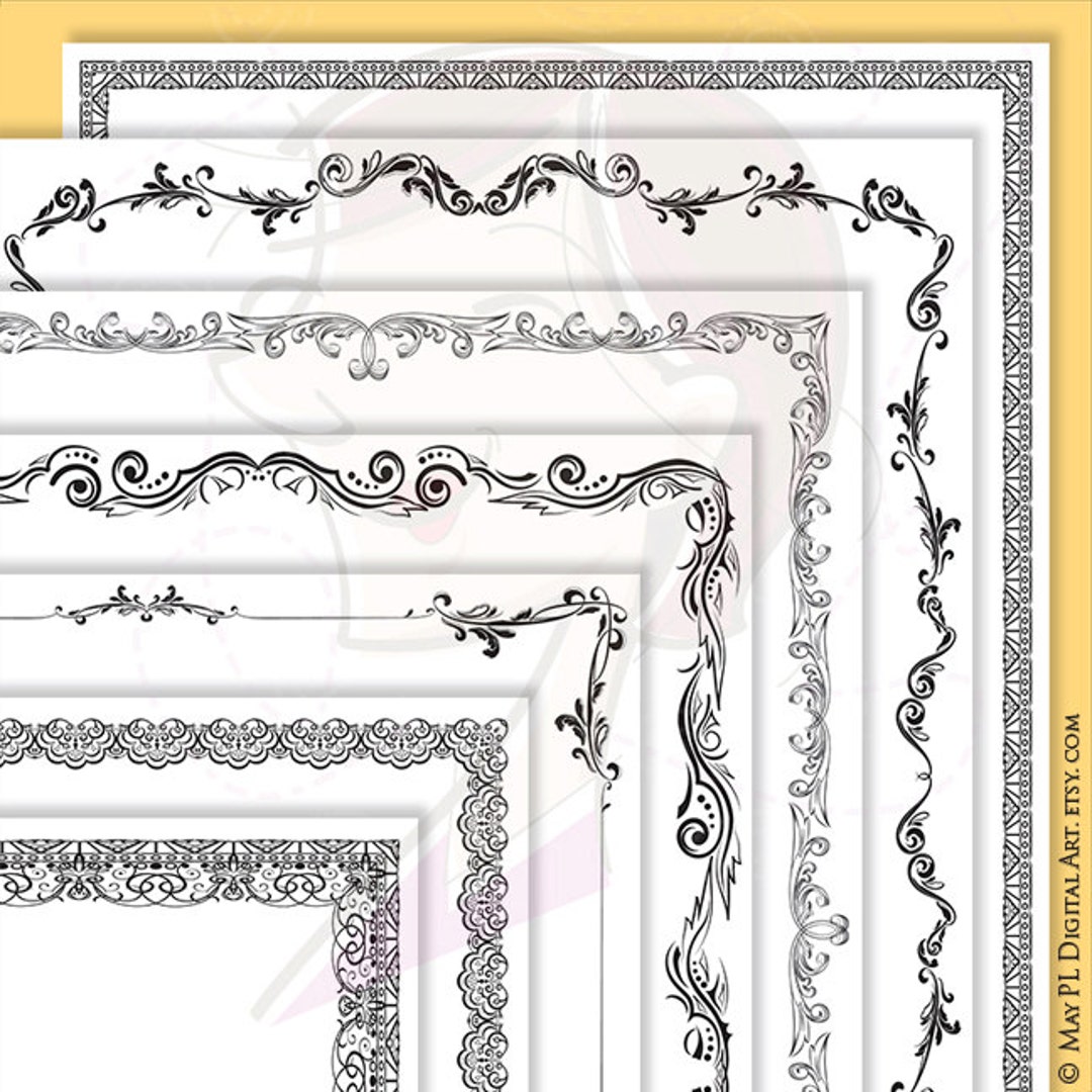 Página Decorativa Bordes Clipart 8 x 11 Nostalgia Hoja Antigua Marcos ...