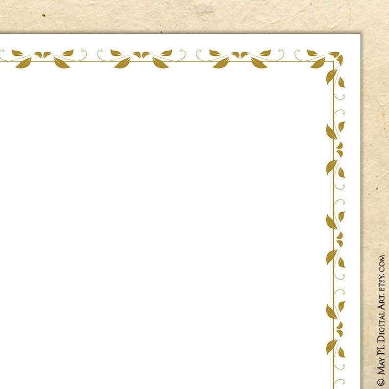 Gold Simple Page Borders Clipart DIY Certificate 8x11 - Etsy