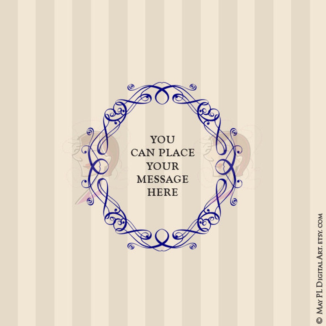 ROYAL BLUE Wedding Clipart DIY Invitations Digital Oval Frame Scrapbook ...