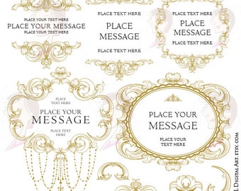 Flourish Clip Art Gold Frame Borders Frames for Wedding Digital Clipart ...