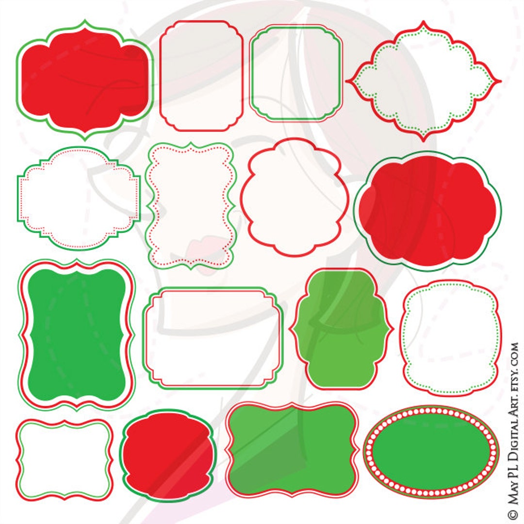 Christmas Digital Frames VECTOR Clipart - Red Green Borders Graphics ...