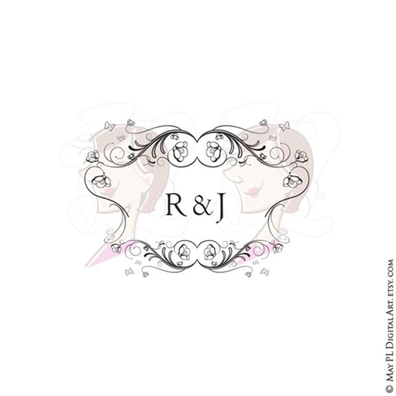 Shabby Chic Graphics Indie Style Boho Digital Frames Monogram - Etsy