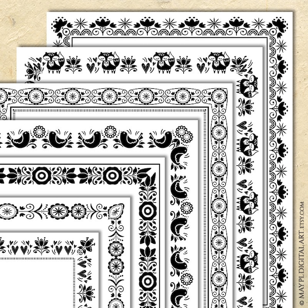 Nordic Border Clipart - Etsy