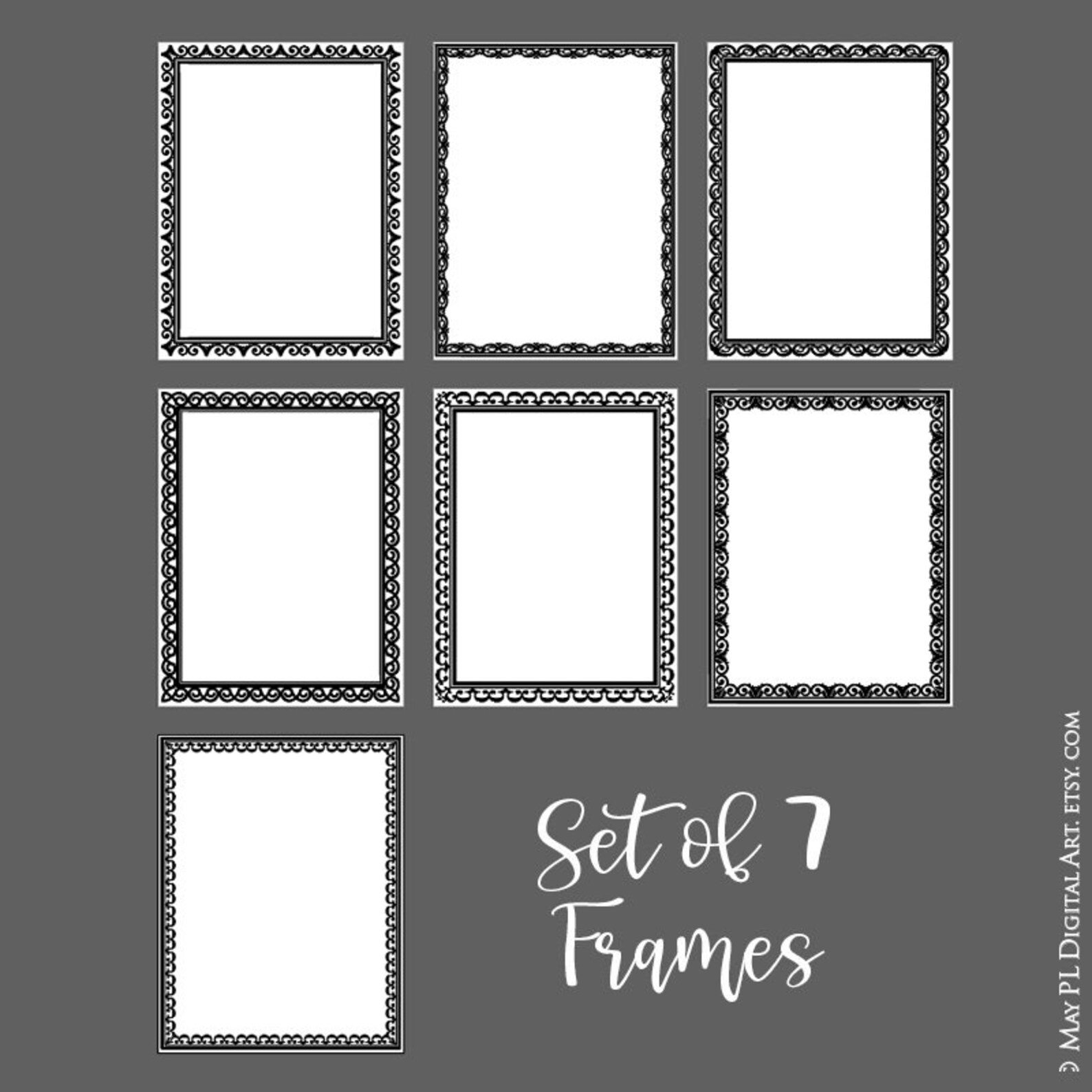 Certificate Page Borders - Black Retro Ornate Frames Fancy Decorative ...