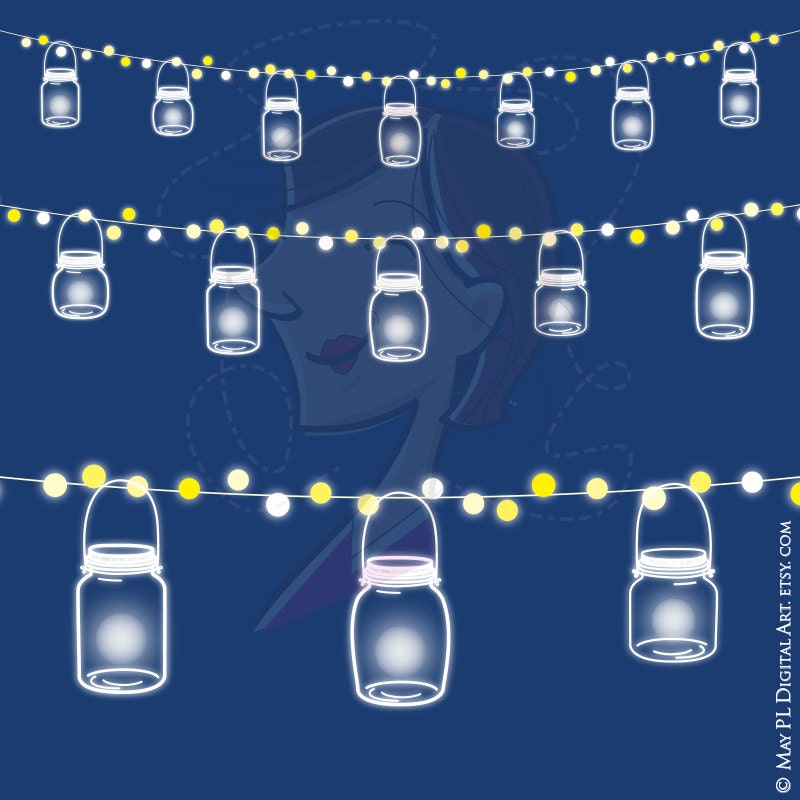 Mason Jar Lights Png Wedding Fairy String Lights Glowing | Etsy