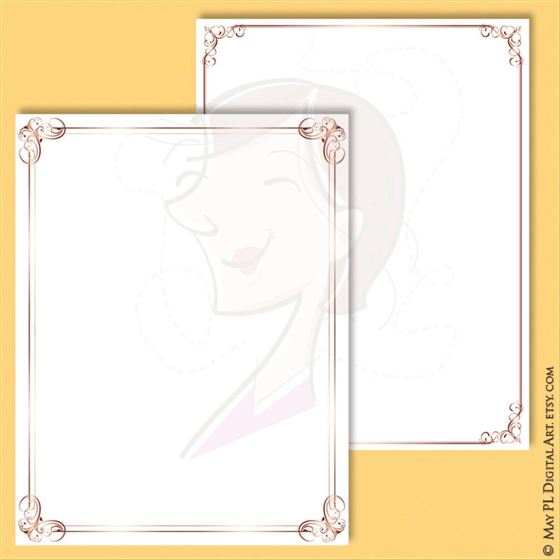 Rose Gold Borders Png Clip Art Decorative Retro Frames | Etsy UK