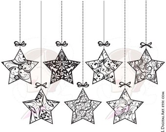 Christmas Baubles Clip Art Retro Xmas Ornaments Decorations | Etsy