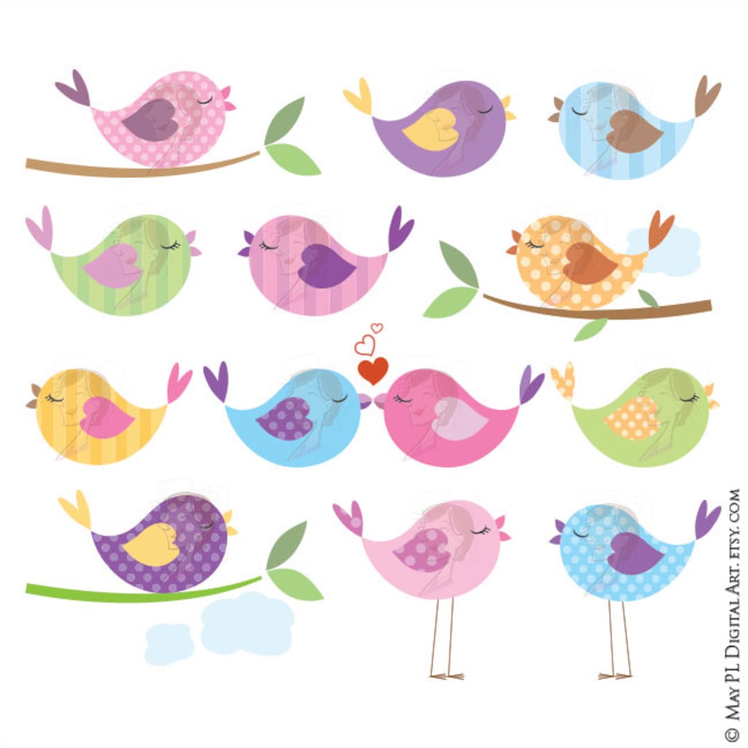 Cute Bird Clipart - Features Love Birds VECTOR Perfect for Scrapbook ...