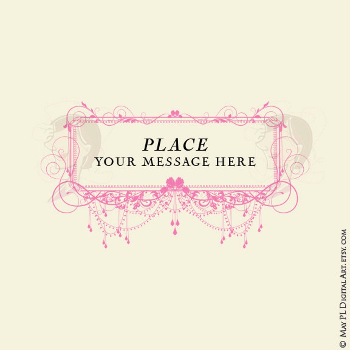 Pink Digital Frames Clipart Chandelier Vintage Ornate DIY | Etsy
