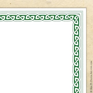 Green Celtic Digital Borders - DIY Certificate, Award - Celtic Patterns Digital Frame Instant ...