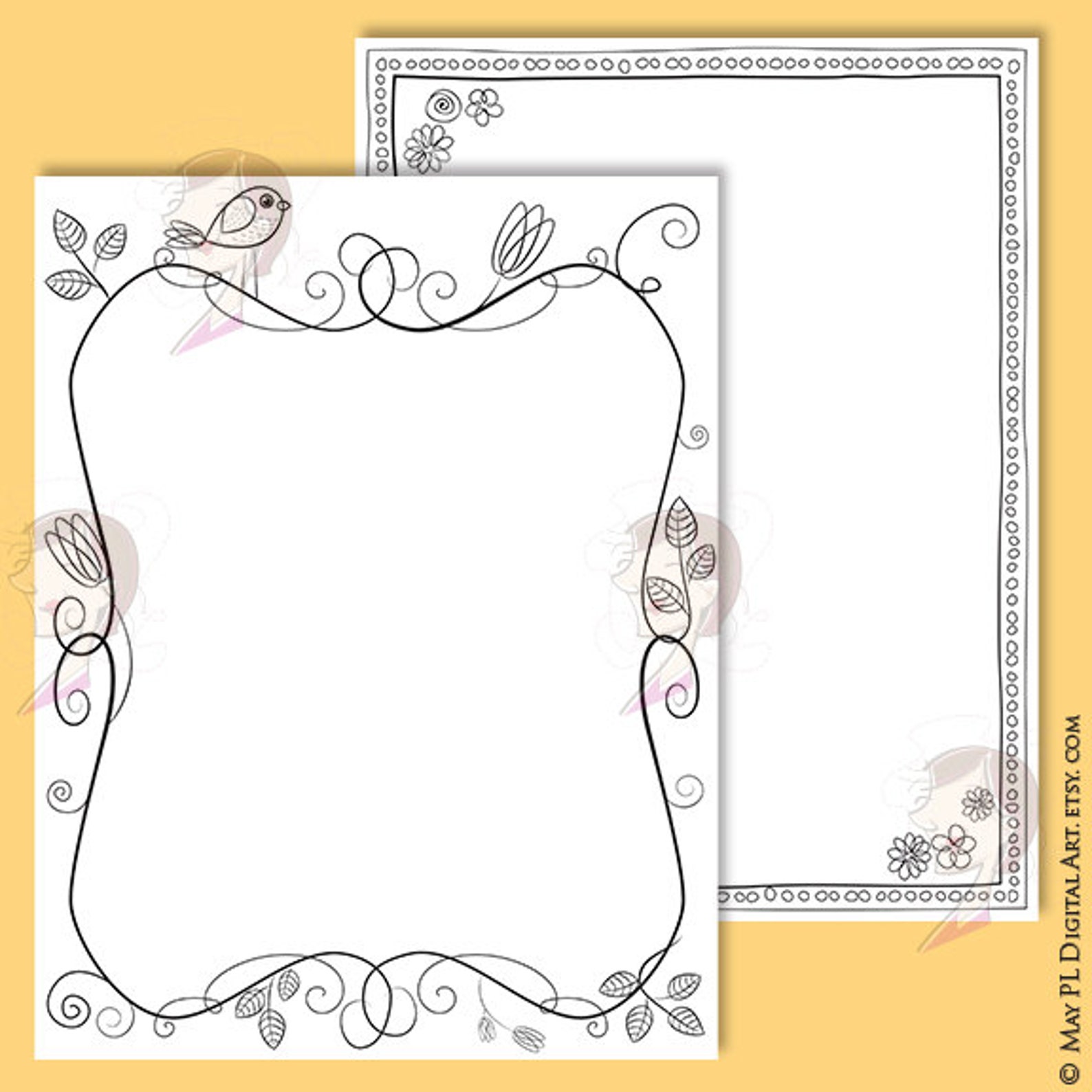 Whimsy Page Border Whimsical Doodle Frames Children Hand Drawn | Etsy